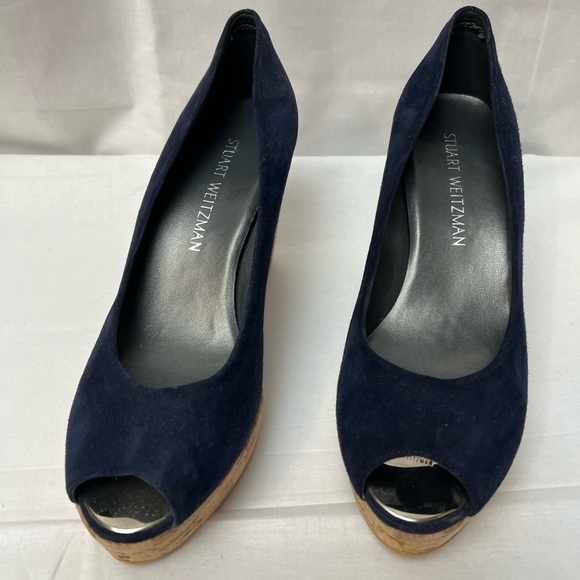 Stuart Weitzman | Shoes | Stuart Weitzman Blue Suede Cork Wedge | Poshmark